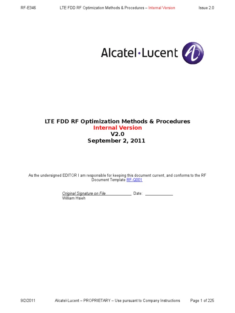 LTE FDD RF Optimization Methods & Procedures | PDF | Cluster Analysis | Lte (Telecommunication)