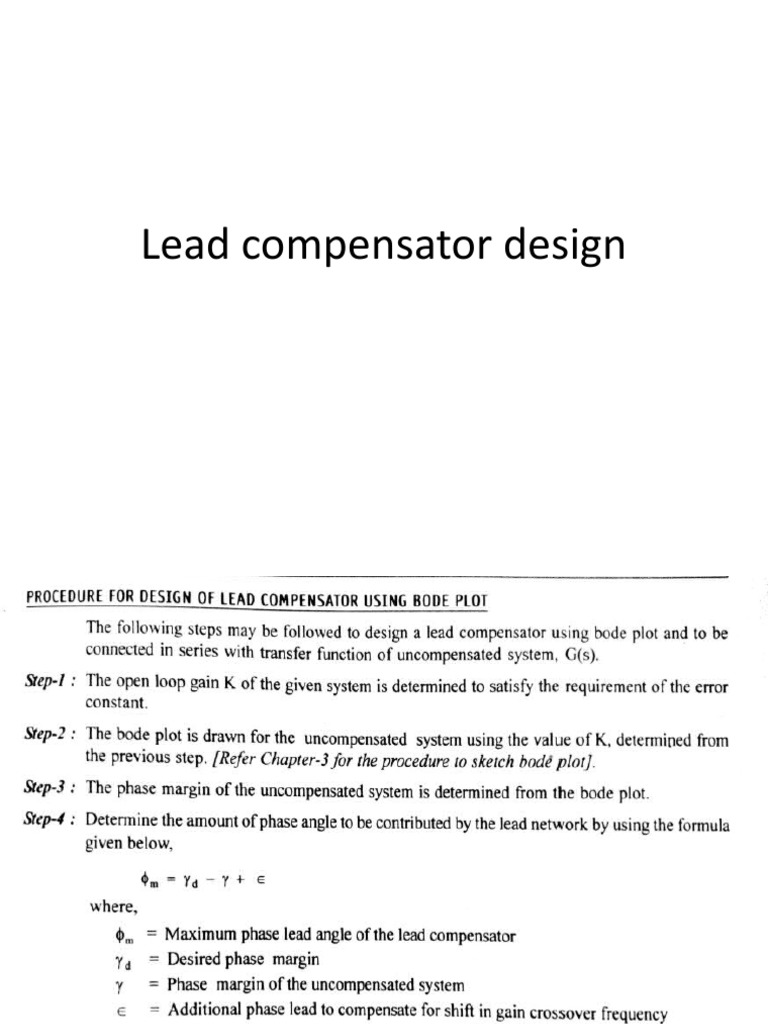 Lead Compensator For A Control System | PDF | Science & Mathematics