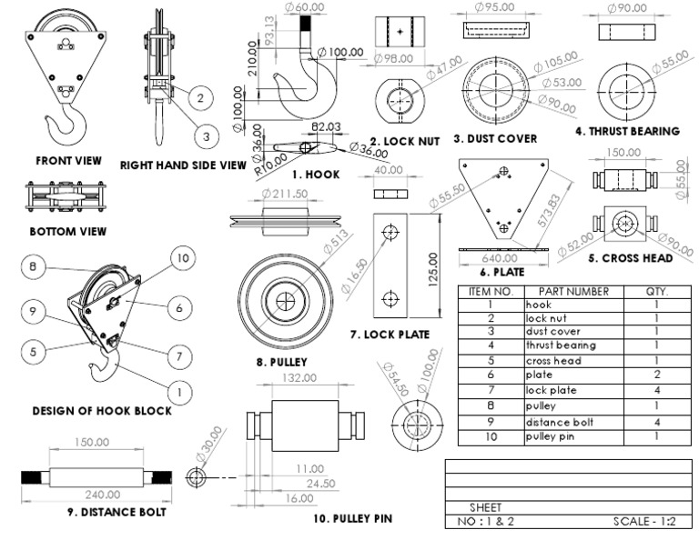 Crane Hook Drawing | PDF | Manufactured Goods | Equipment