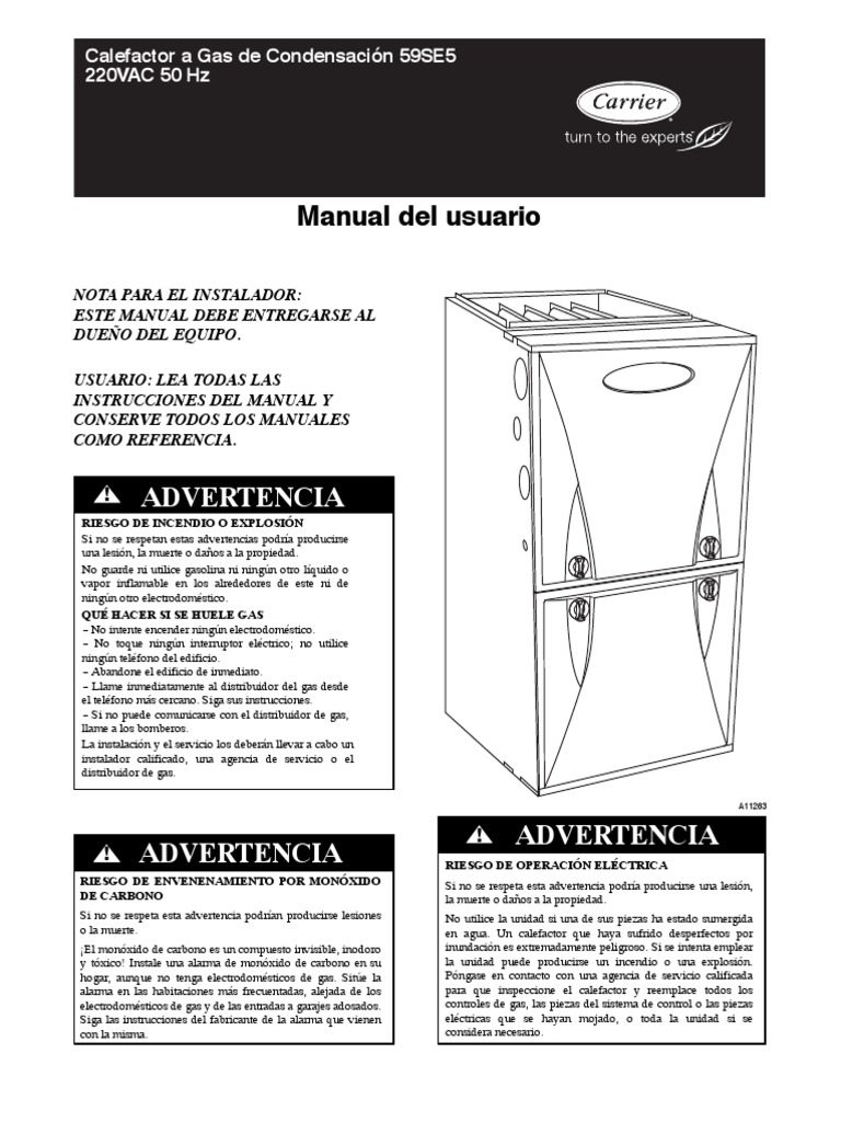 Manual Calefactor Carrier | PDF | Termostato | Combustión