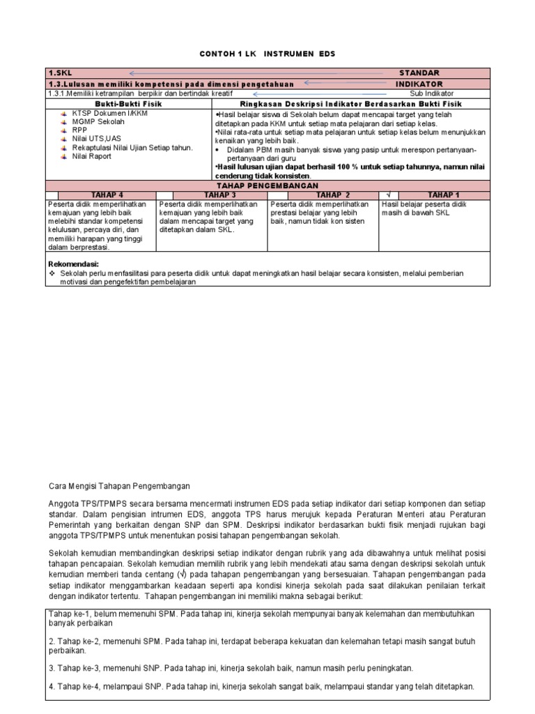 Contoh LK 1 Instrumen Eds | PDF