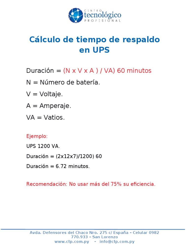 Calculo de UPS | PDF