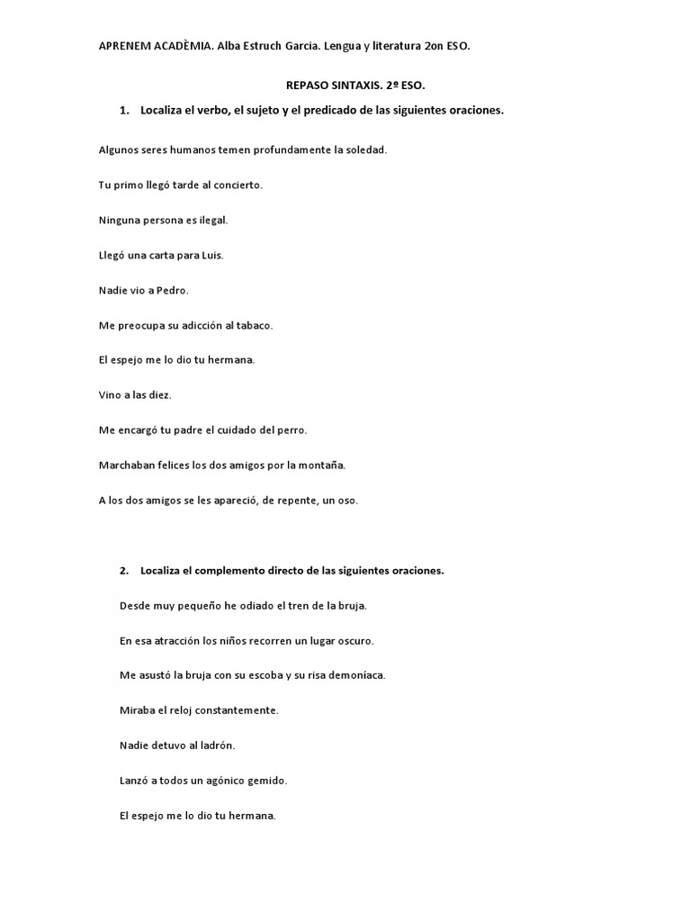 Repaso Sintaxis | PDF