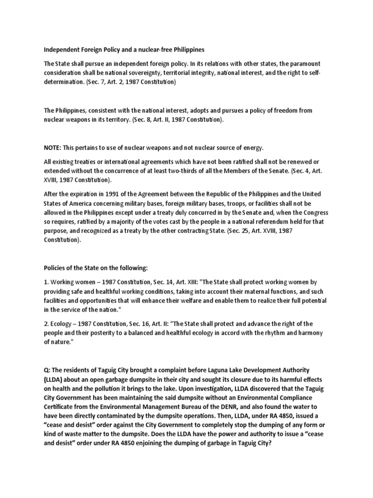 Independent Foreign Policy & Nuclear-Free Philippines | PDF ...