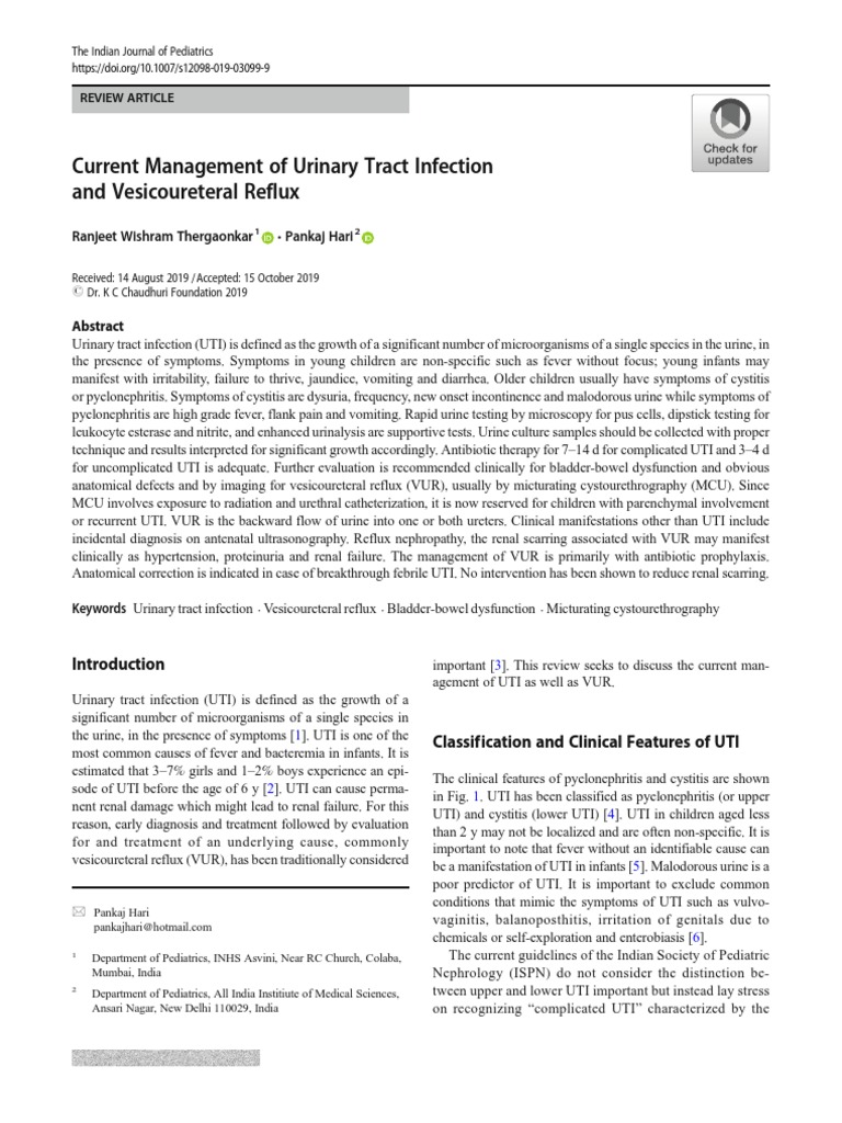 UTI and VUR Management Review | PDF | Urinary Tract Infection | Urology