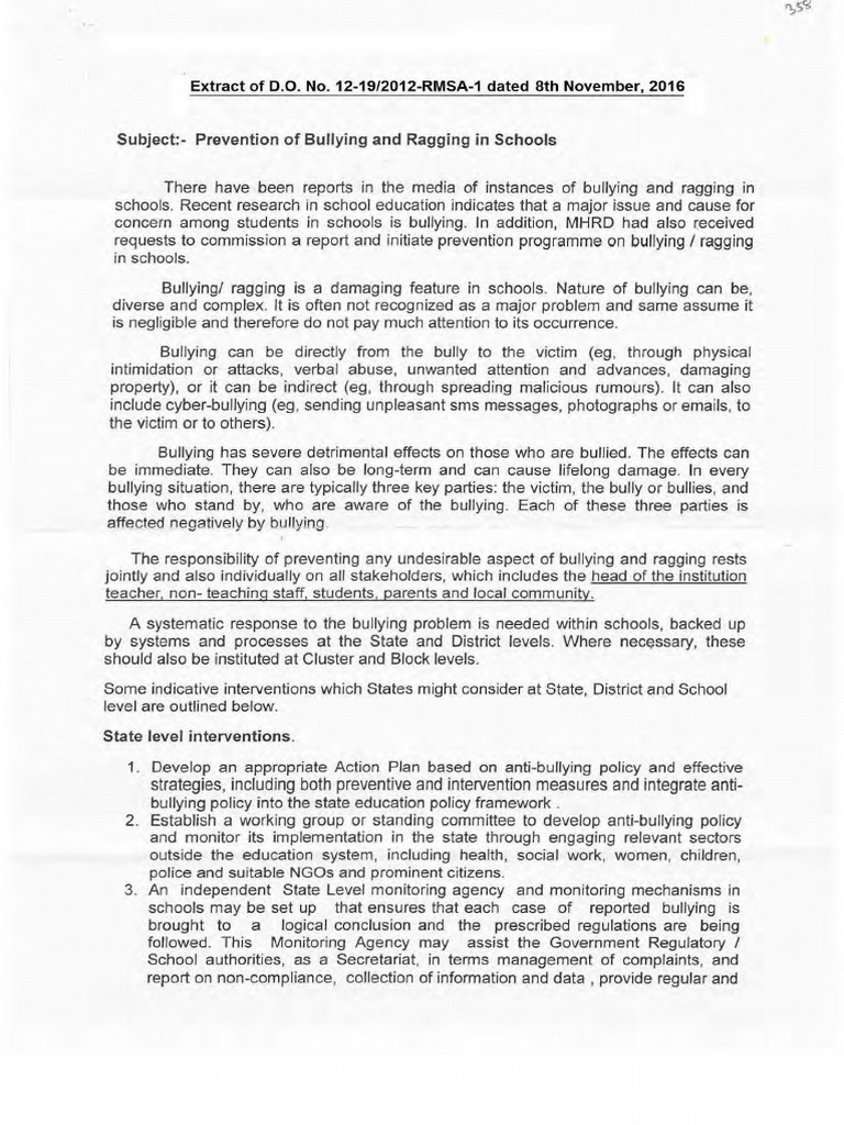 ICSE Bullying and Ragging Extract | PDF | Bullying | Cyberbullying