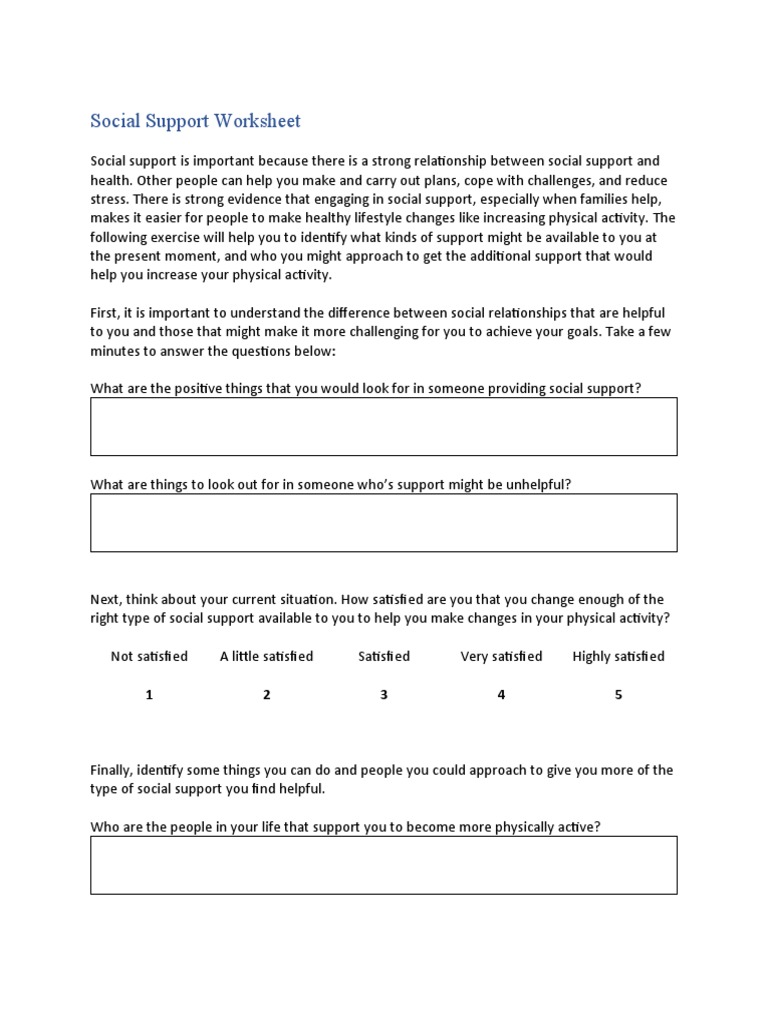 Social Support Worksheet | PDF