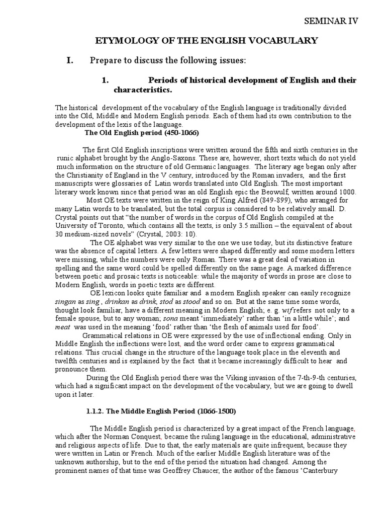 SEMINAR On Etymology | PDF | English Language | Word