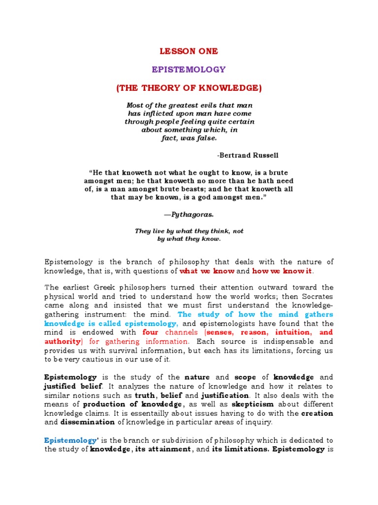 Introduction to Epistemology Basics | PDF | Epistemology | Knowledge