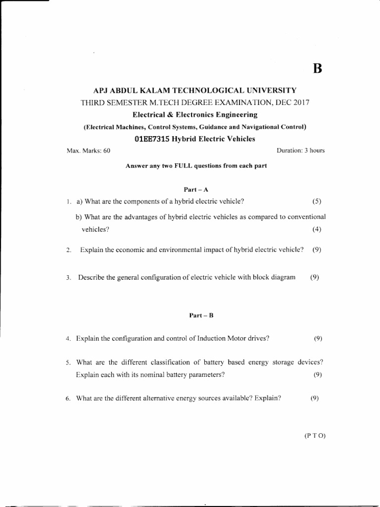 m3 M Tech Hybrid Electric Vehicles 01ee7315 Dec 2017 | PDF