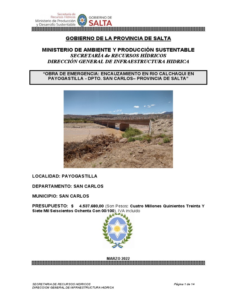 Encauzamiento de Río Calchaquí | PDF | Economias | Geografía