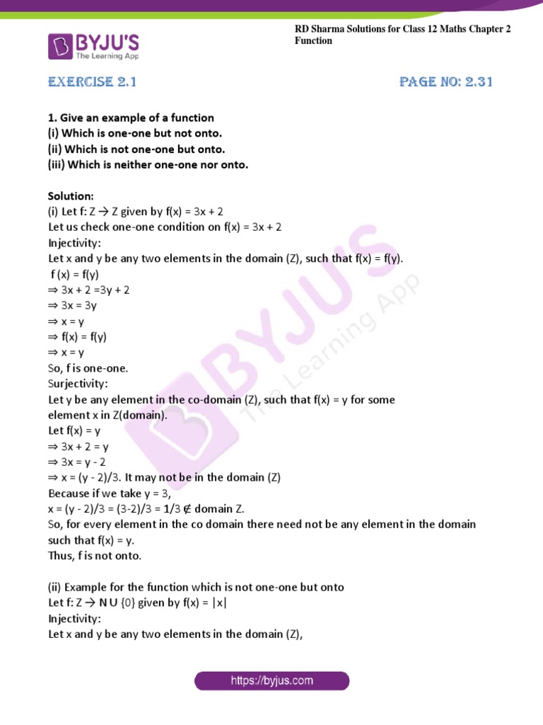 Chapter 2 Functions Exercises 2.1 | PDF | Function (Mathematics) | Logic