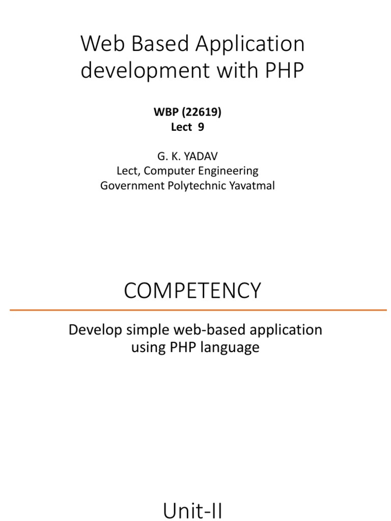 Web Based Application Development With PHP: WBP (22619) Lect 9 | PDF | Anonymous Function ...