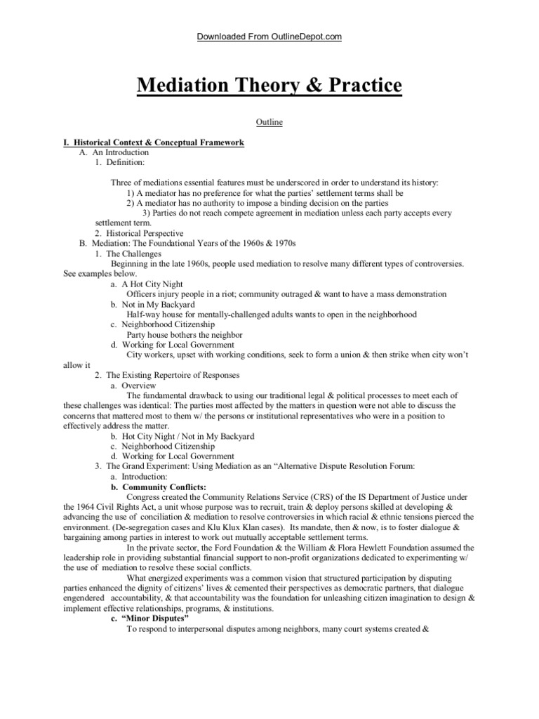 Mediation Outline Kisthardt | PDF | Mediation | Negotiation