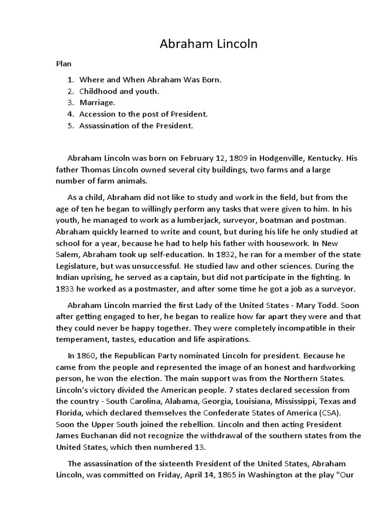 Abraham Lincoln Text | PDF