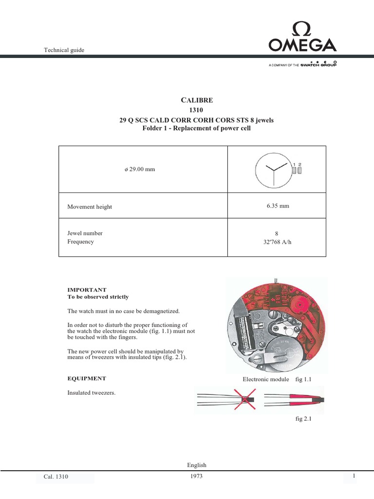 Replacement of Electronic Modules and Movement Adjustment Procedures ...