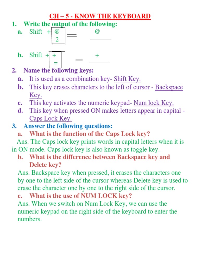 STD-III Ch-5 Know The Keyboard | PDF