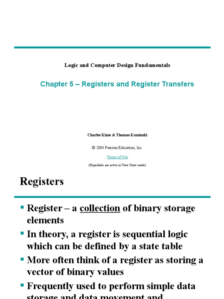Chapter 5 - Registers and Register Transfers: Logic and Computer Design Fundamentals | PDF ...
