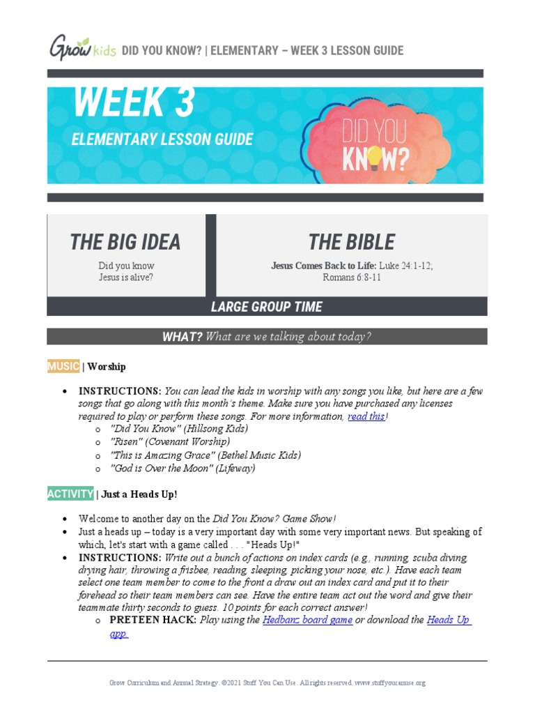 Lesson3 DidYouKnow Elementary GrowKids | PDF | Jesus | Easter