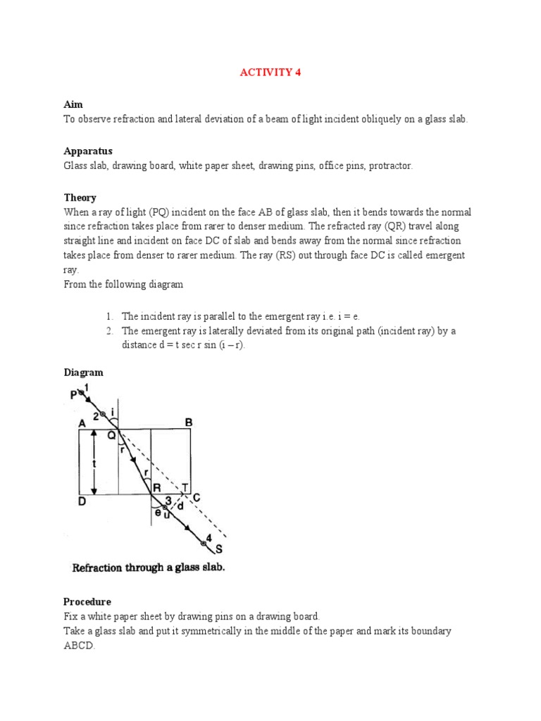 Activity 4 | PDF | Refraction | Refractive Index