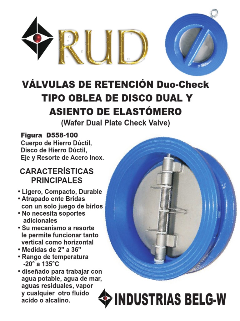 Válvula de retención tipo oblea de disco dual (Wafer Dual Plate Check ...