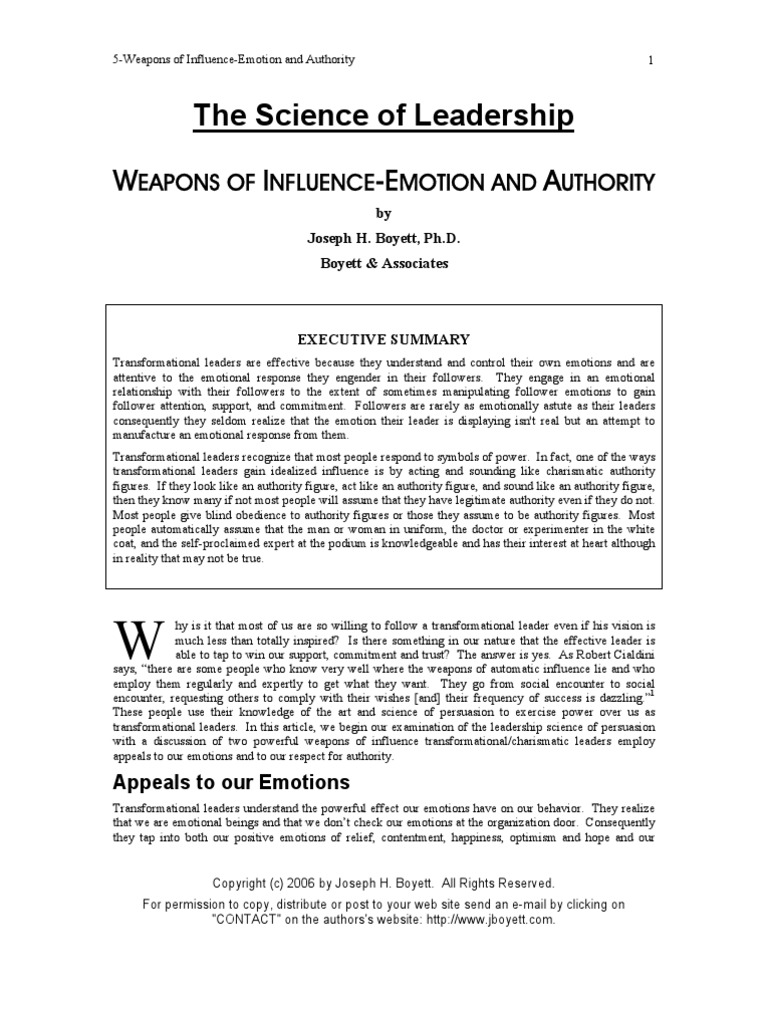 5-Weapons of Influence-Emotion and Authority | PDF | Leadership | Emotions