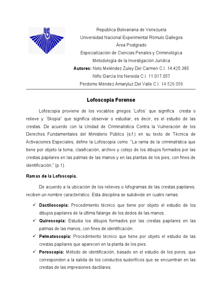 Lofoscopía Forense | PDF