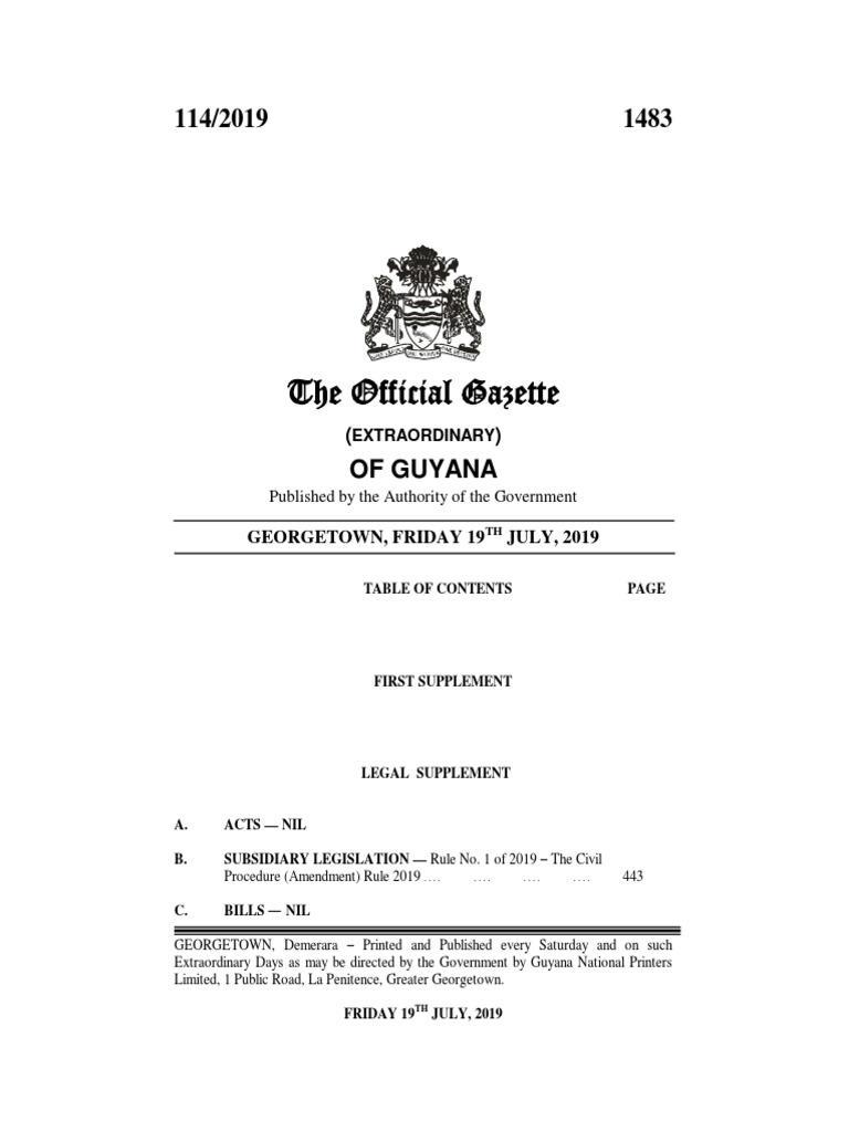 Civil Procedure (Amendment) Rule 2019 | PDF | Government | Justice