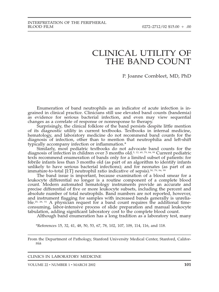 Clinical Utility of The Band Count | PDF | Sensitivity And Specificity ...