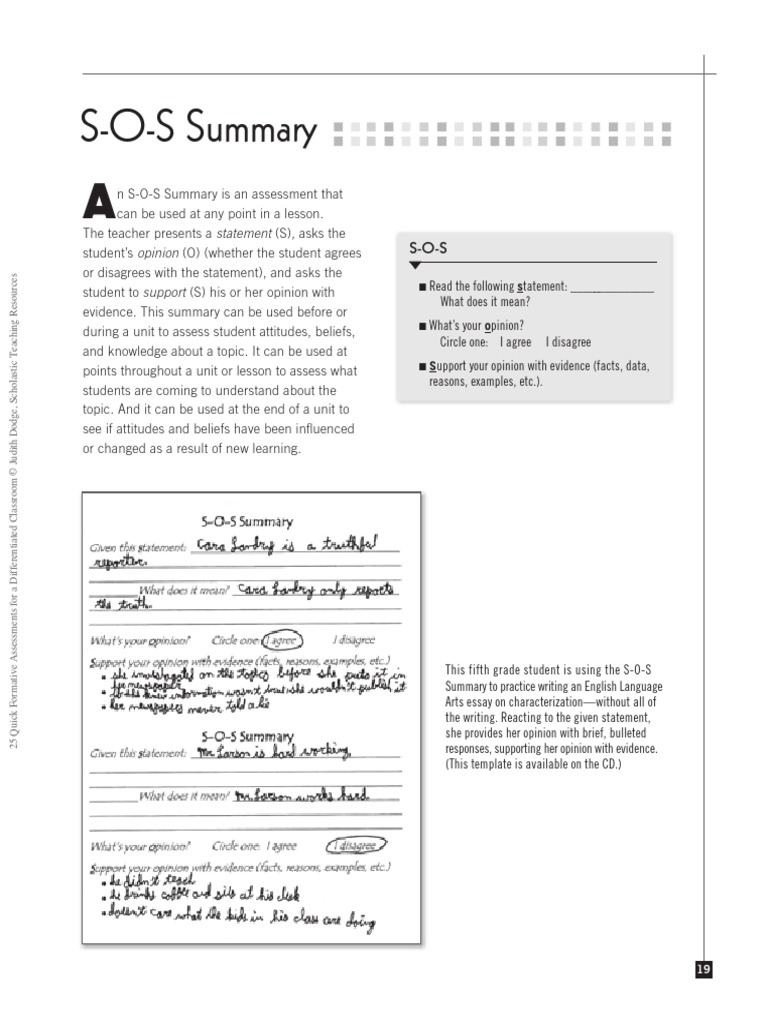 S-O-S Summary: Statement: - Opinion? Support Your Opinion With Evidence ...
