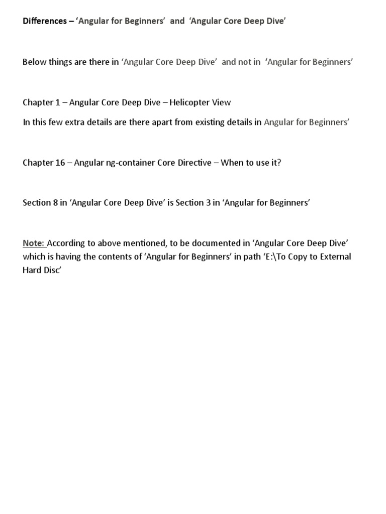 Differences - Angular For Beginners' and Angular Core Deep Dive' | PDF