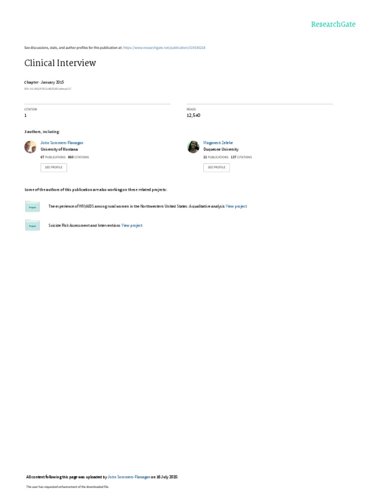 Clinical Interview 2015 With Grad Students | PDF | Psychotherapy ...