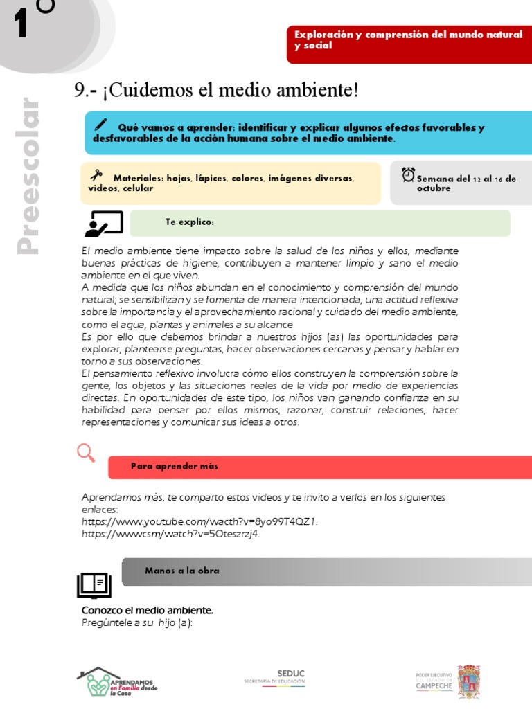 Medio Ambiente Preescolar | PDF | Educación de la primera infancia ...