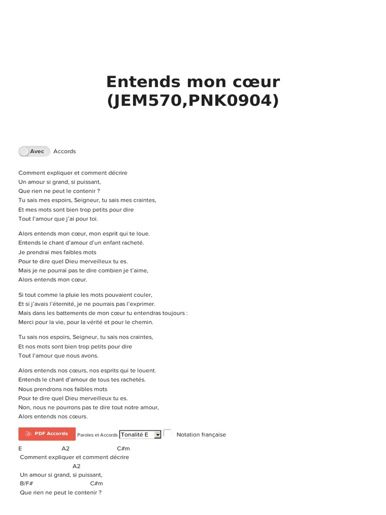 Entends Mon Cur | PDF | Amour
