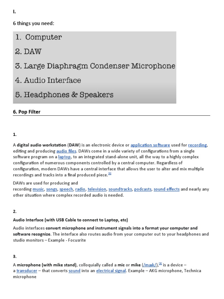 Essential DAW Setup Components | PDF