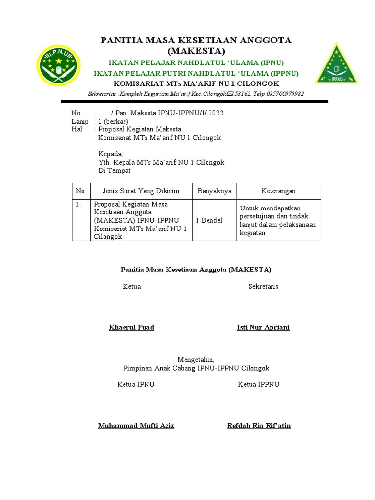 Proposal Makesta Mts 1 Cilongok | PDF
