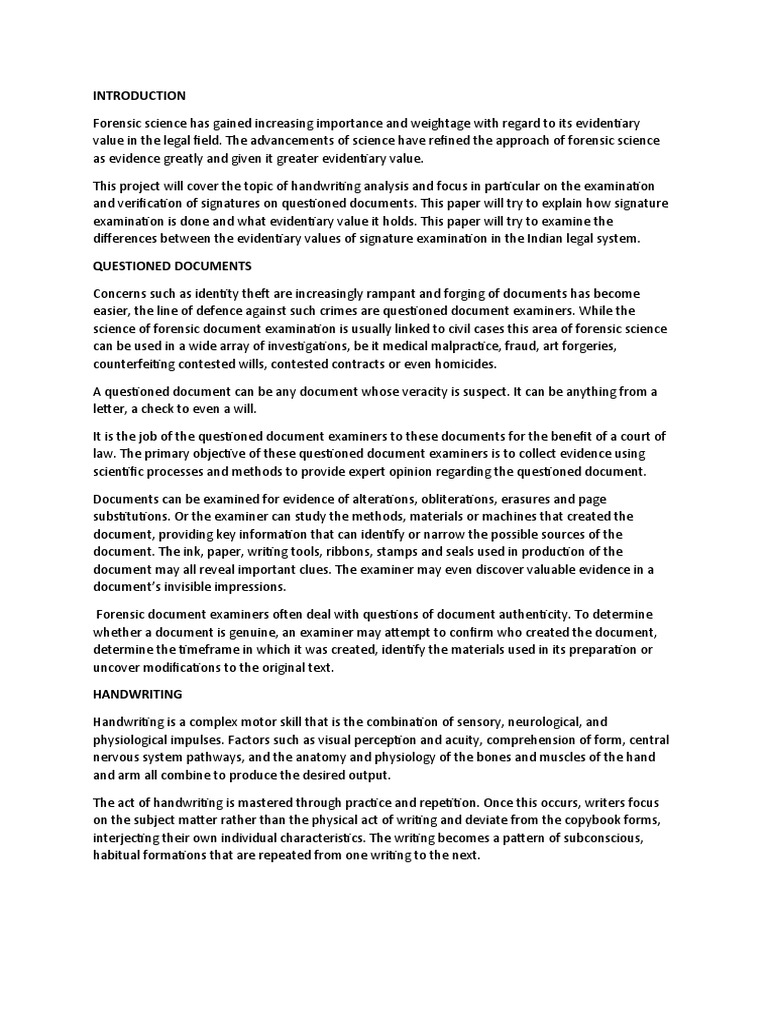 Forensic Value and Significance of Signatures | PDF | Signature ...