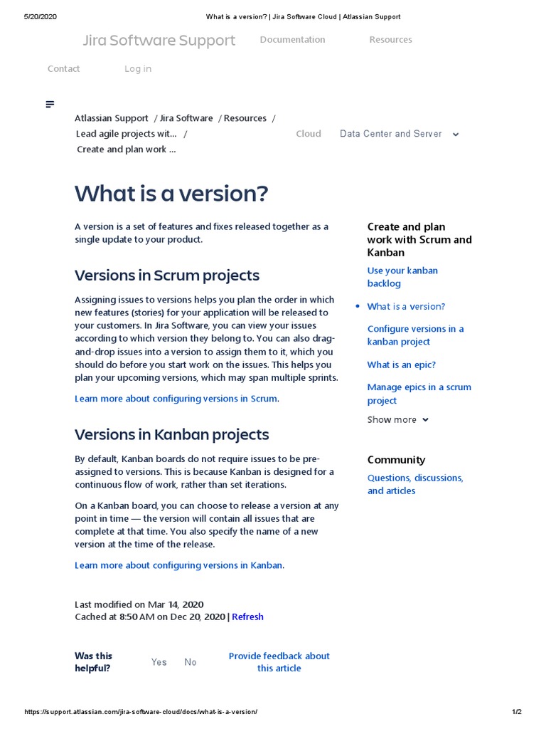 What Is A Version - Jira Software Cloud - Atlassian Support | PDF ...