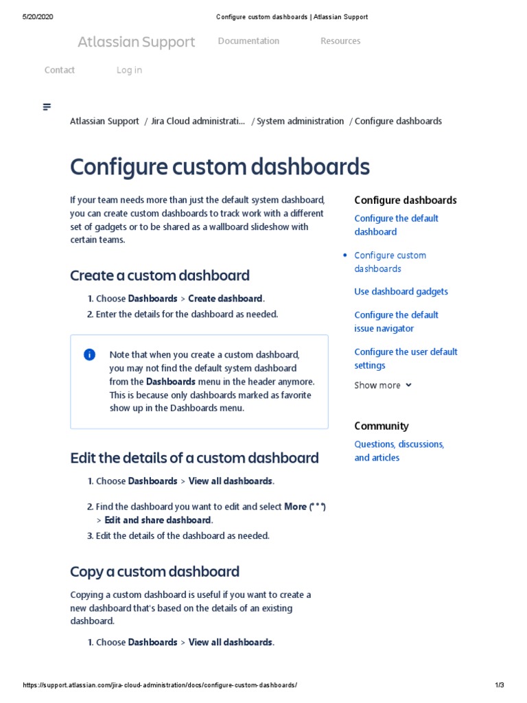 Configure Custom Dashboards - Atlassian Support | PDF | Computing ...