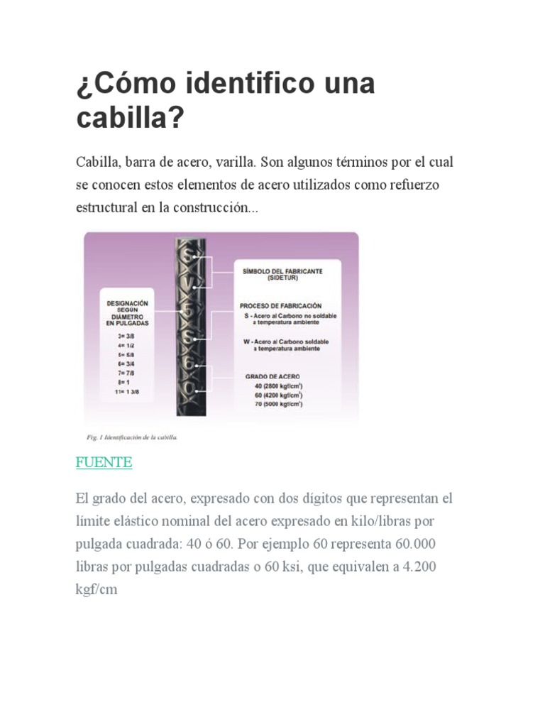 Cómo Identifico Una Cabilla | PDF