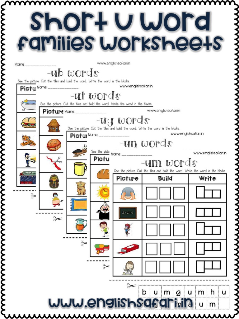 Families Worksheets: Short U Word | PDF