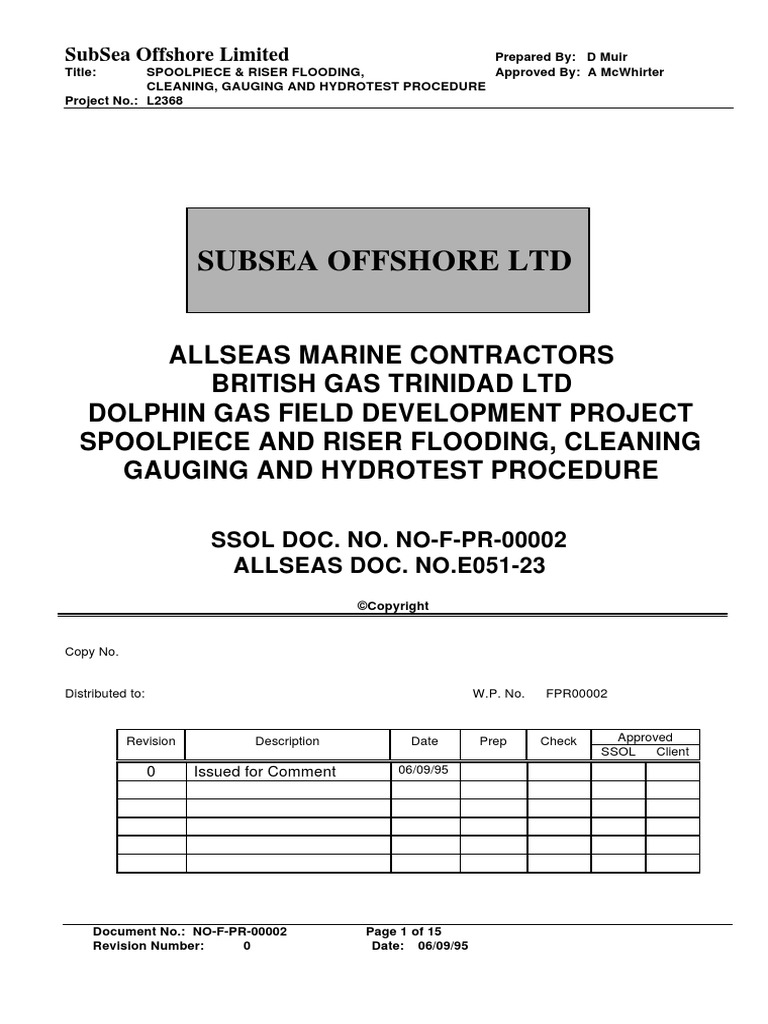 Spool and Riser Flooding & Hydrotest | PDF | Pipe (Fluid Conveyance ...