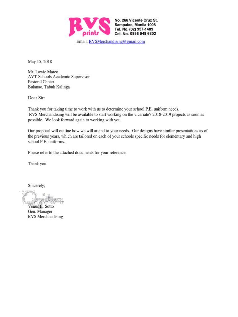 Proposal For Uniform Supplies | PDF