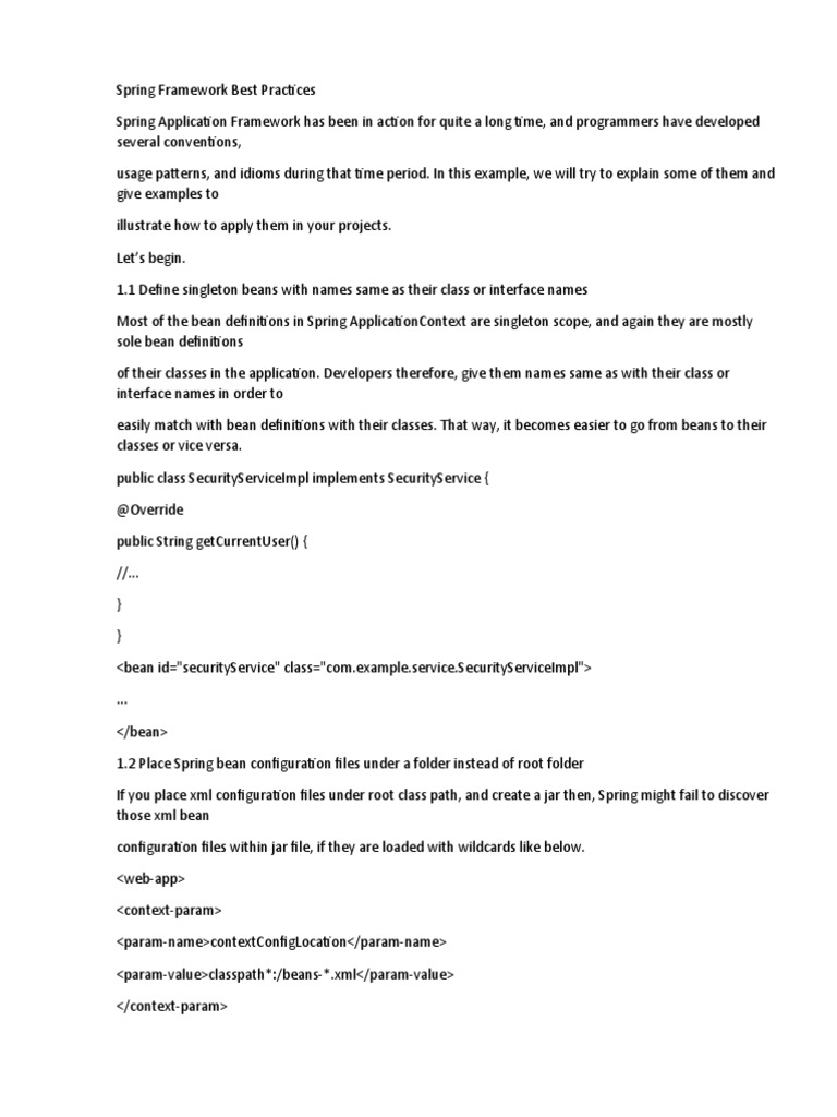 Spring Framework Best Practices | PDF