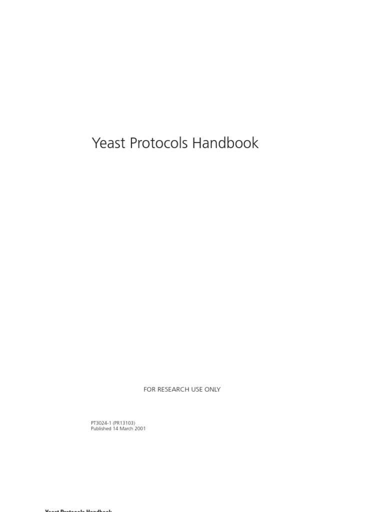 Yeast Protocols Handbook | Download Free PDF | Promoter (Genetics) | Regulation Of Gene Expression