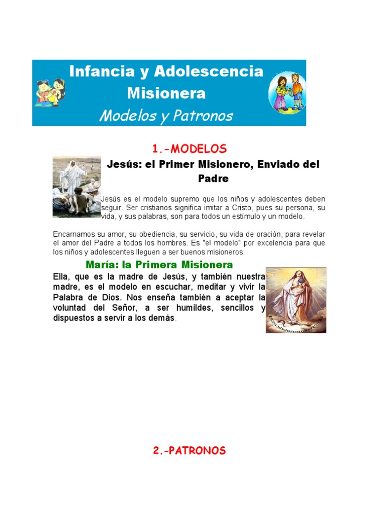 Modelos y Patronos de La Infancia Misionera | PDF