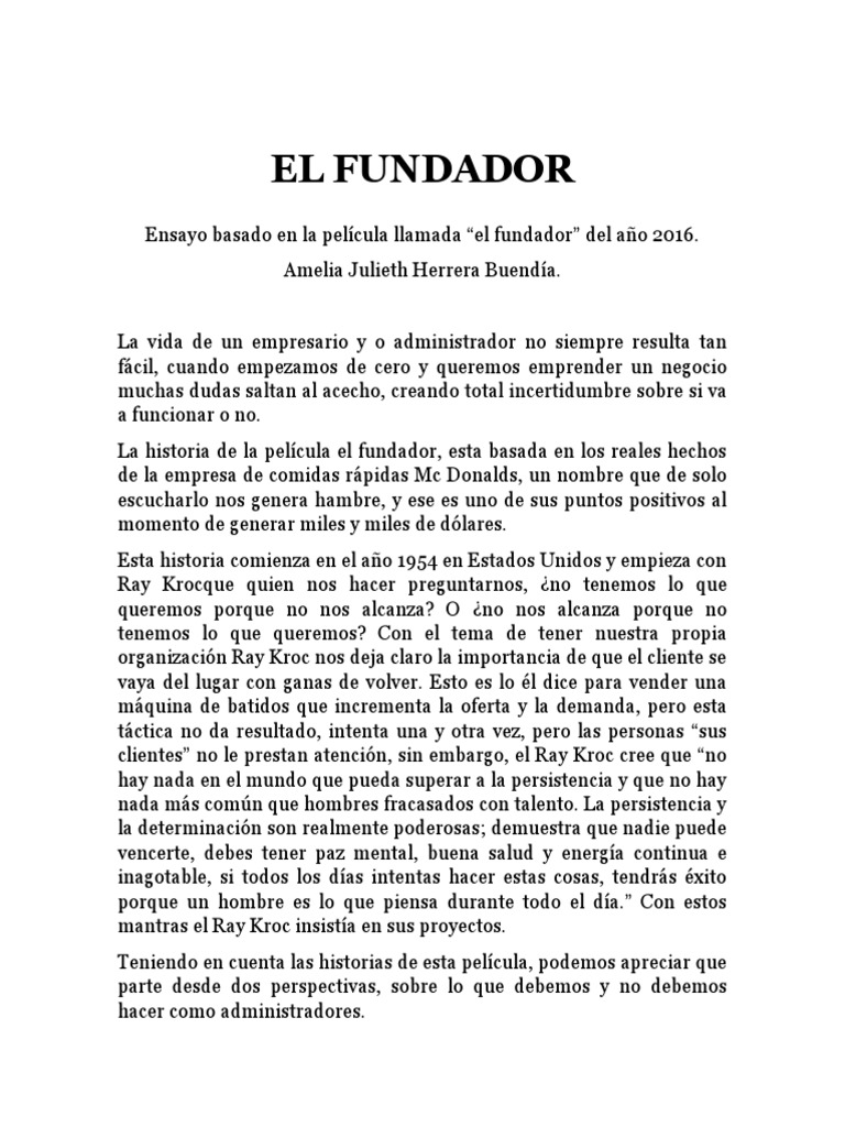 El Fundador | PDF | Mc Donald's | Business