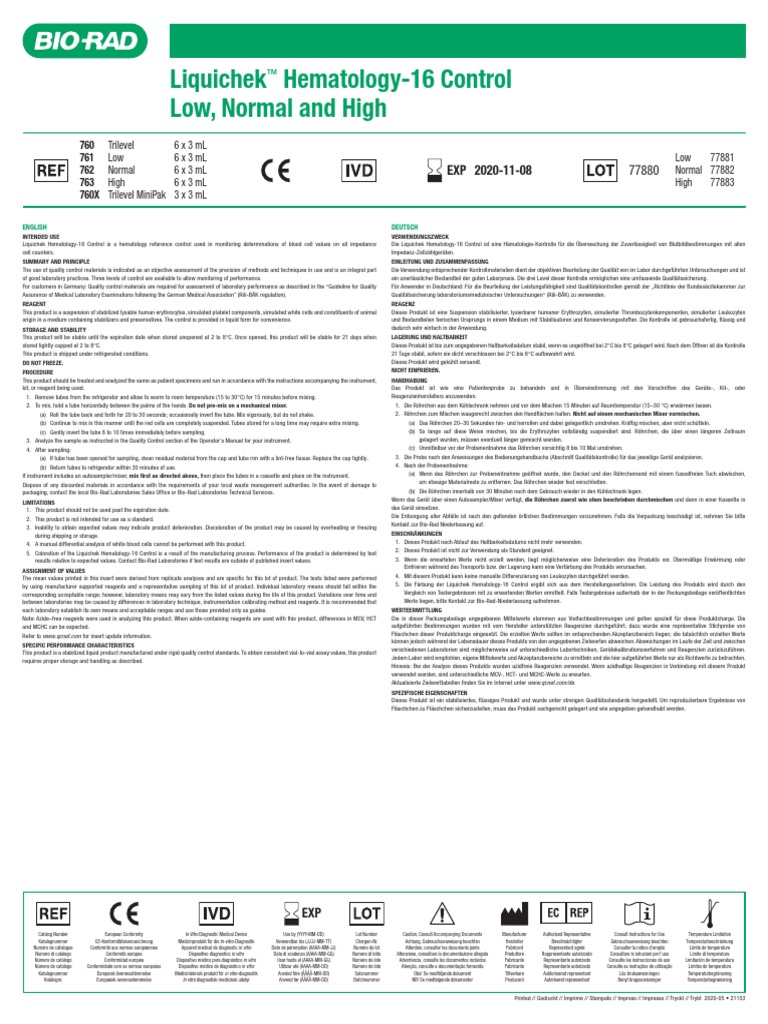 Inserto Control Biorad | PDF
