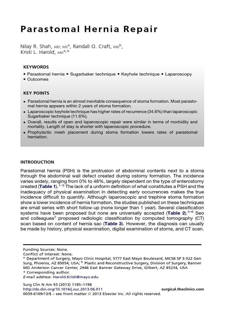 Parastomal Hernia Repair 2013 | PDF | Medical Specialties | Surgery