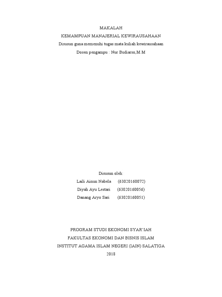 Kemampuan Manajerial Kewirausahaan | PDF | Karier & Perkembangan | Bisnis